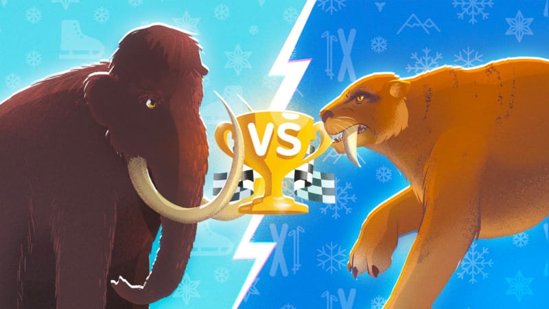 Woolly Mammoth vs Sabre Tooth Tiger from Dino Dome | Children's Podcast